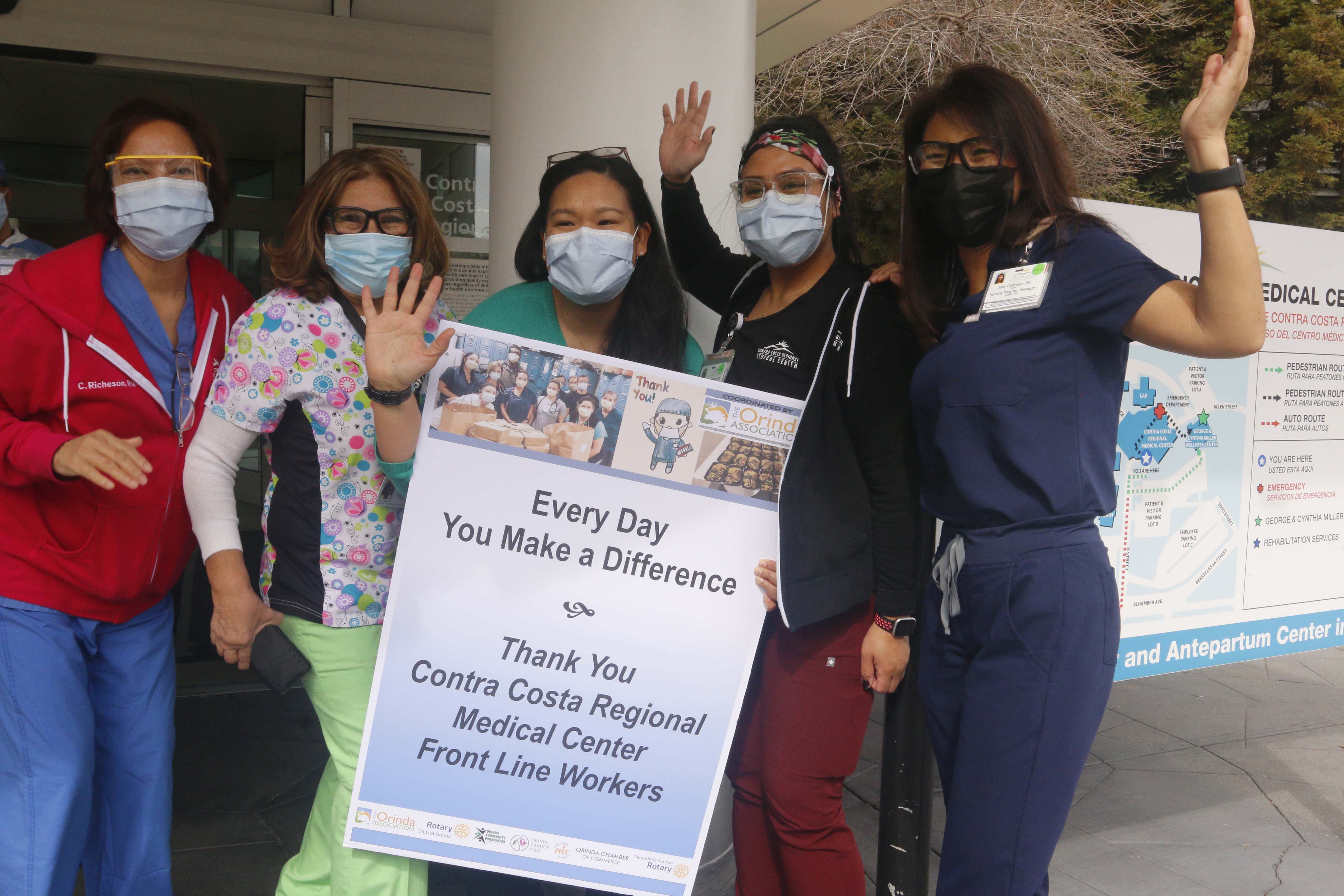 CopyrightLoriACheung 03-17-21 Hospital Staff Group Shot + OA Sign CCRMC ...